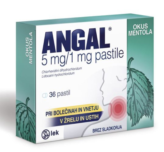 Angal 5 mg/1 mg, 36 pastil - Zdravila brez recepta