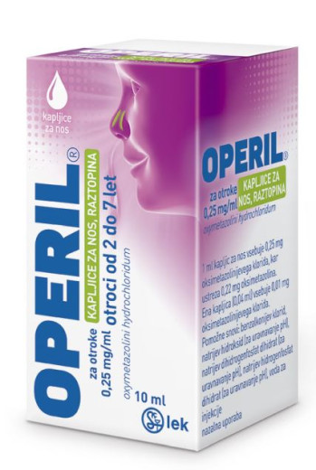 Operil za otroke 0,25 mg/ml, kapljice za nos, raztopina, 10 ml ...