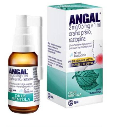 Angal 2 mg/0,5 mg v 1 ml, oralno pršilo, 30 ml - Zdravila brez recepta