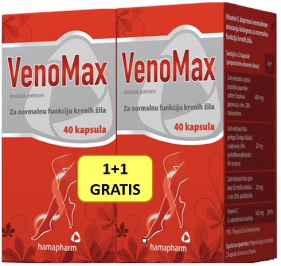 VenoMax, kapsule, 40 kapsul 1 + 1 GRATIS