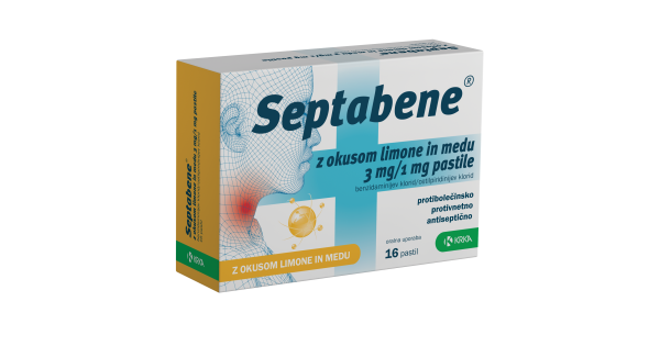 Septabene z okusom limone in medu 3 mg/1 mg, 16 pastil - Lekarna Ljubljana