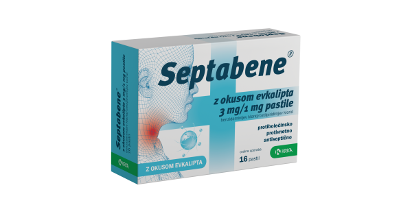 Septabene z okusom evkalipta 3 mg/1 mg, 16 pastil - Lekarna Ljubljana