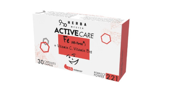 ActiveCare Železo (AB-Fortis), vitamnin C, vitamin B9 in B12, 30 kapsul ...