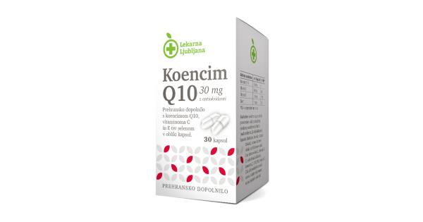 Koencim Q10 30 mg z antioksidanti, 30 kapsul - Lekarna Ljubljana