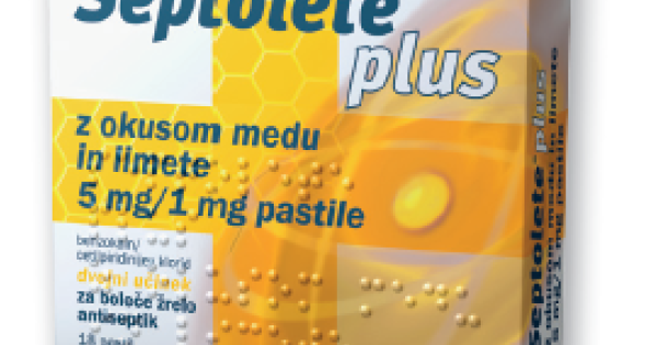 Septolete Plus 5 mg/1 mg z okusom medu in limete, 18 pastil - Spletna ...