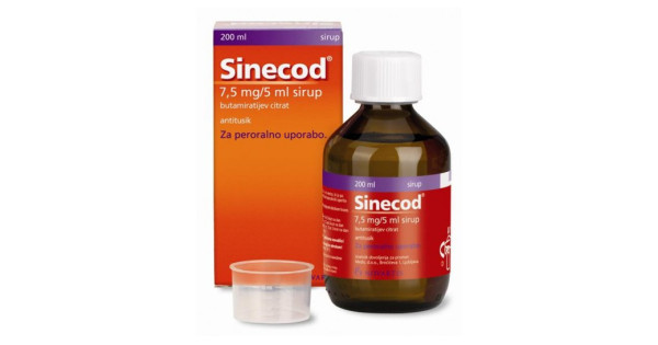 Sinecod 7,5 mg/5 ml, sirup, 200 ml - Lekarna Ljubljana