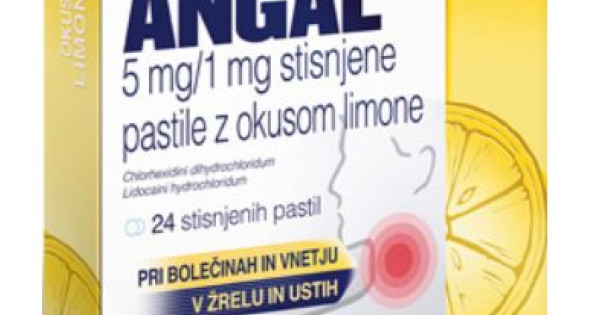 Angal 5 mg/1 mg, stisnjene pastile z okusom limone, 24 pastil - Spletna ...